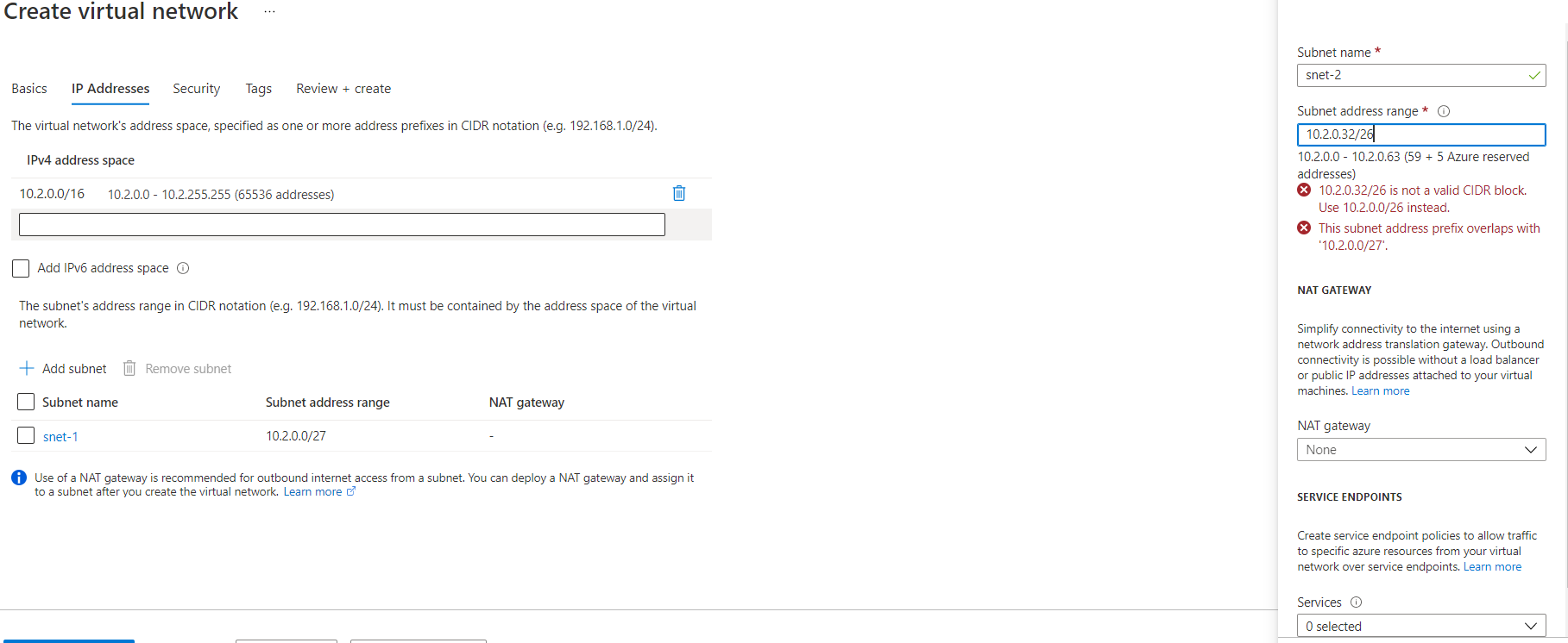 Azure Subnet Address Range Issue Microsoft Qanda