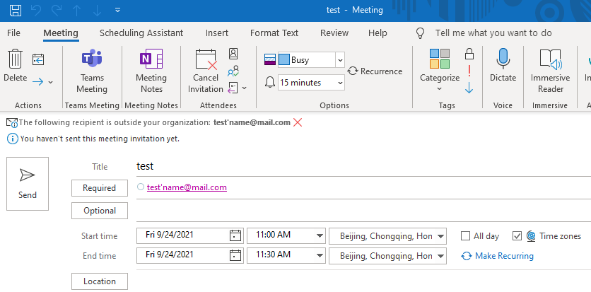 User with apostrophe in email address is not added in required Attendee ... User with apostrophe in email address is not added in required Attendee ...