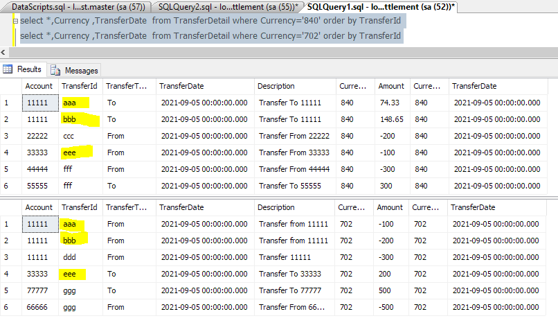 Help - how to select same transaction id records between different ...