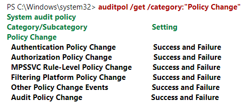 SCCM Baseline Compliance - Auditpol /get category how to retieve individual subcategory for ...