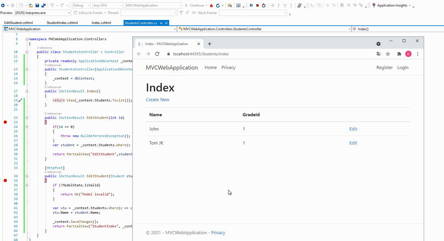 Create view - Pass parameter and update model vie Stored Procedure ...