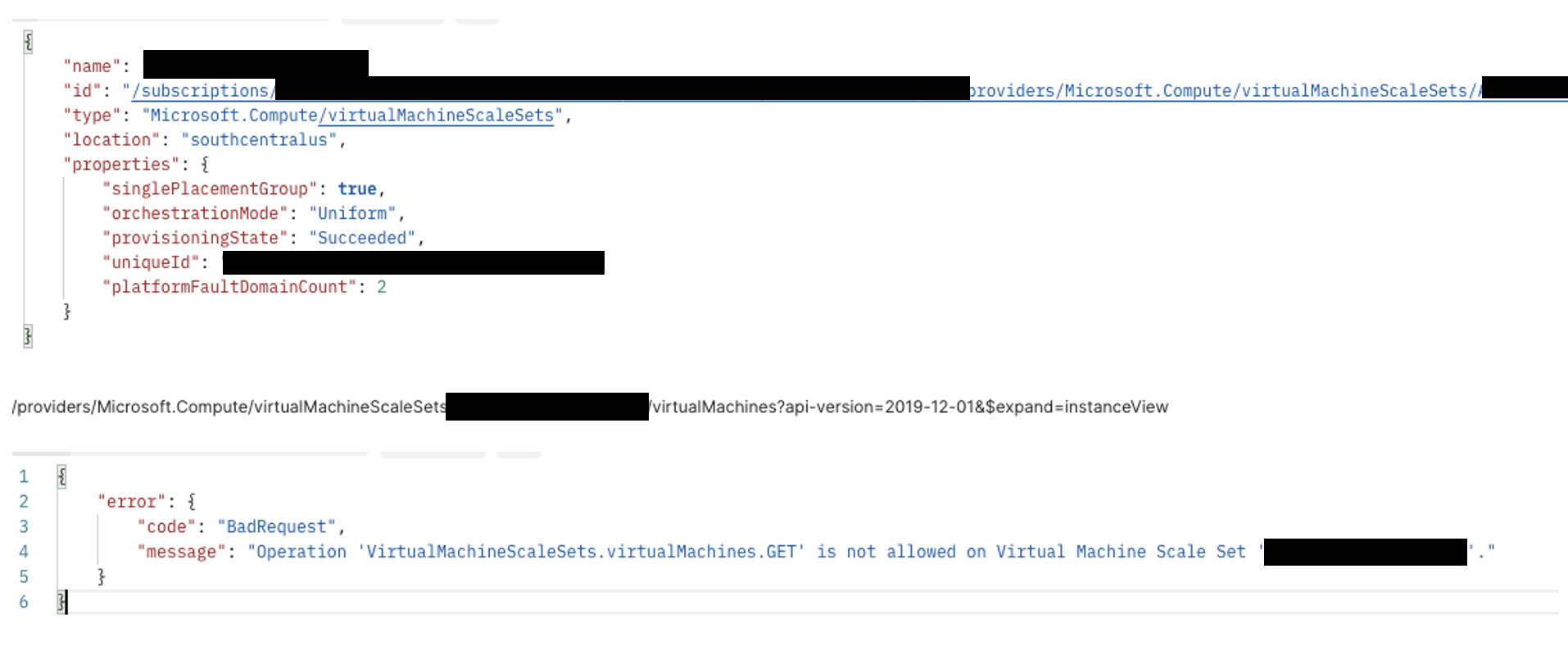 Rest Api Request Returns Badrequest For Vmss Microsoft Qanda 