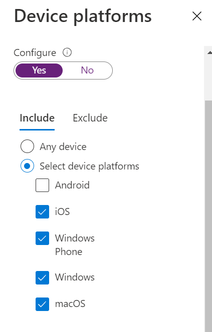 Conditional Access To To Exclude Android From O365 Services Microsoft Qanda