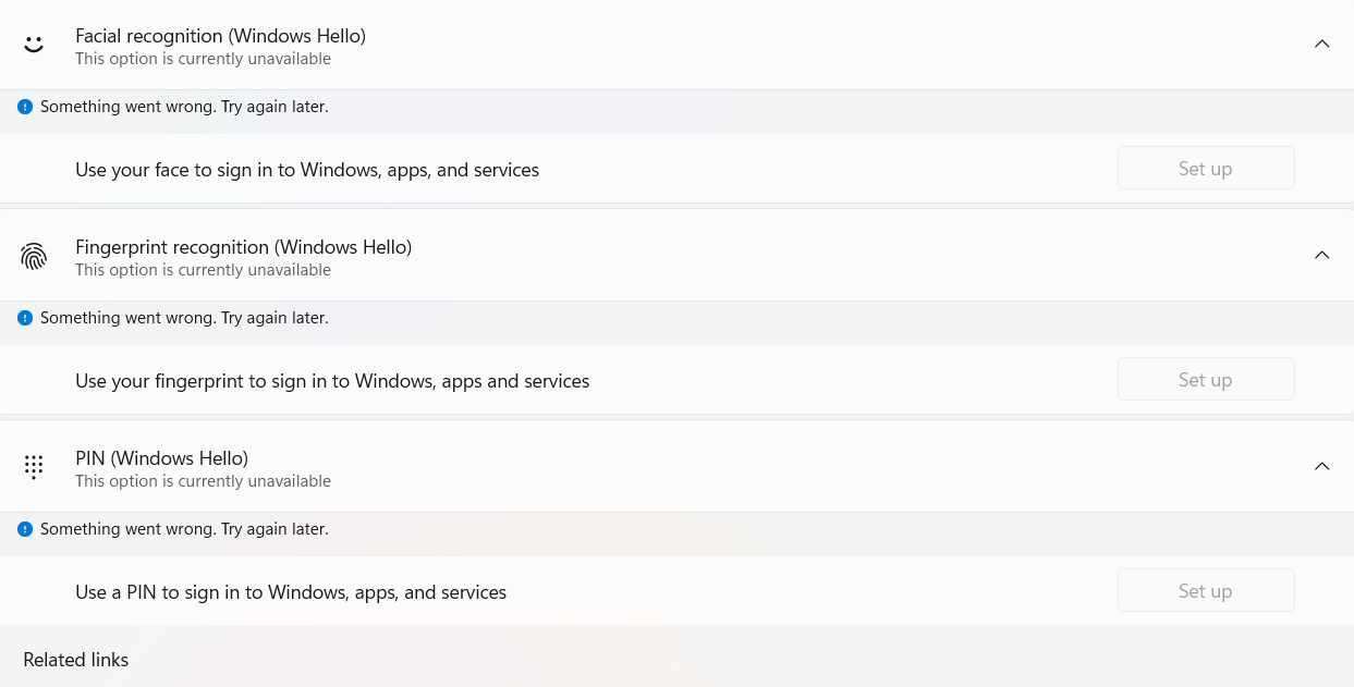 Windows Hello ไม่สามารถใช้งานได้ - คำถามคำตอบของ Microsoft