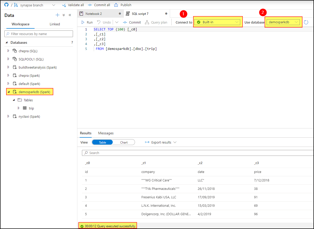 Azure Synapse Spark Pool Database Microsoft Qanda