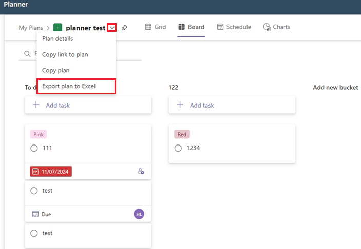 Planner - unable to export into Excel no option available - Microsoft Q&A
