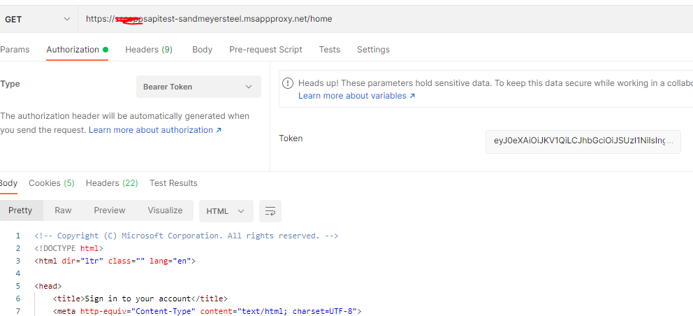 Azure App Proxy Bearer Token - Microsoft Q&A