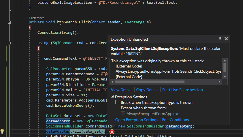 Always Encrypted Sample WindowsForm Application - Microsoft Q&A
