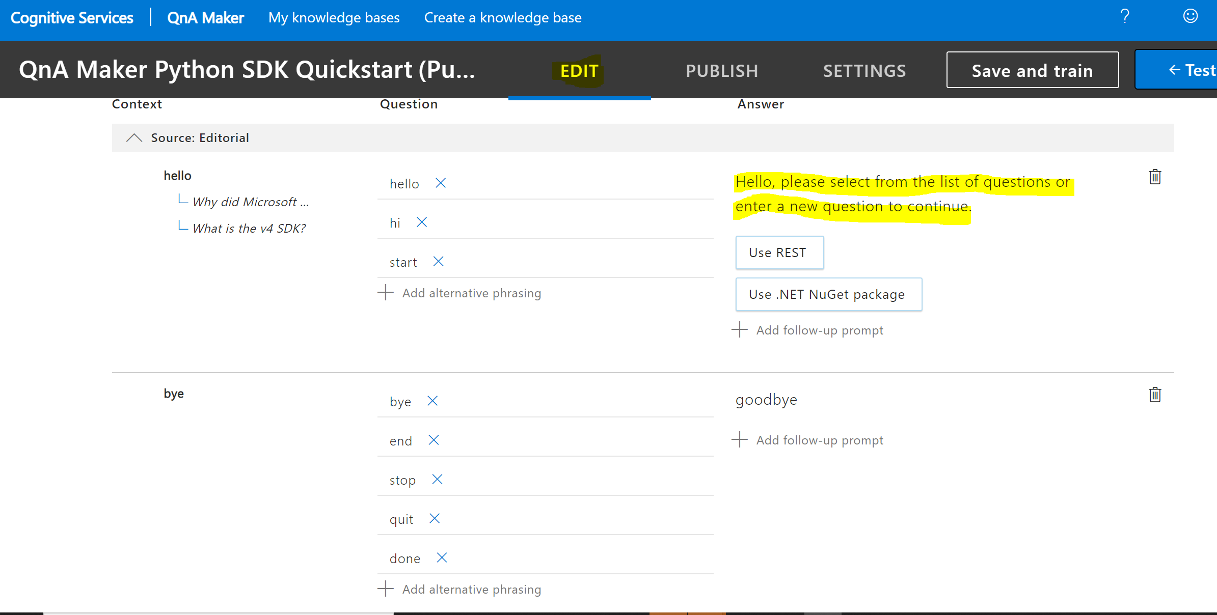 Qna Maker is pairing questions it shouldn't - Microsoft Q&A