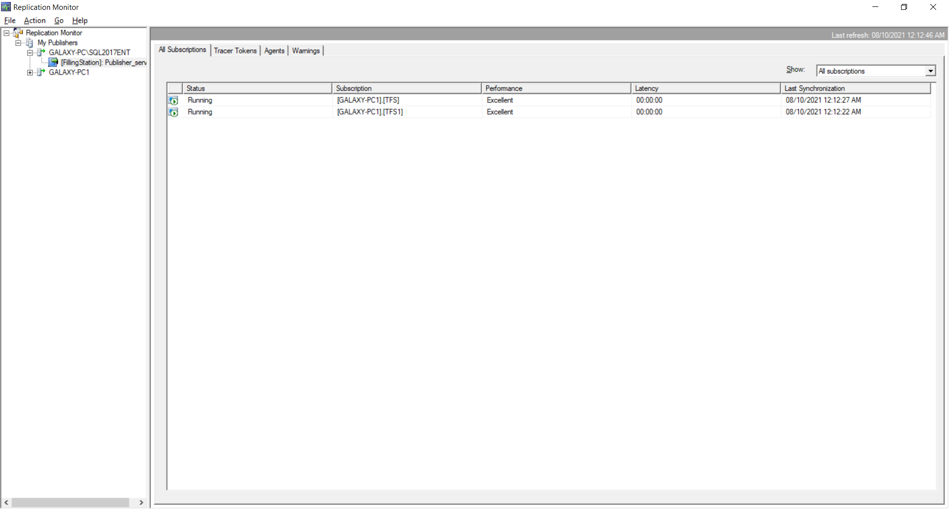 transaction replication not generate snap after disconnect and connect database - Microsoft Q&A