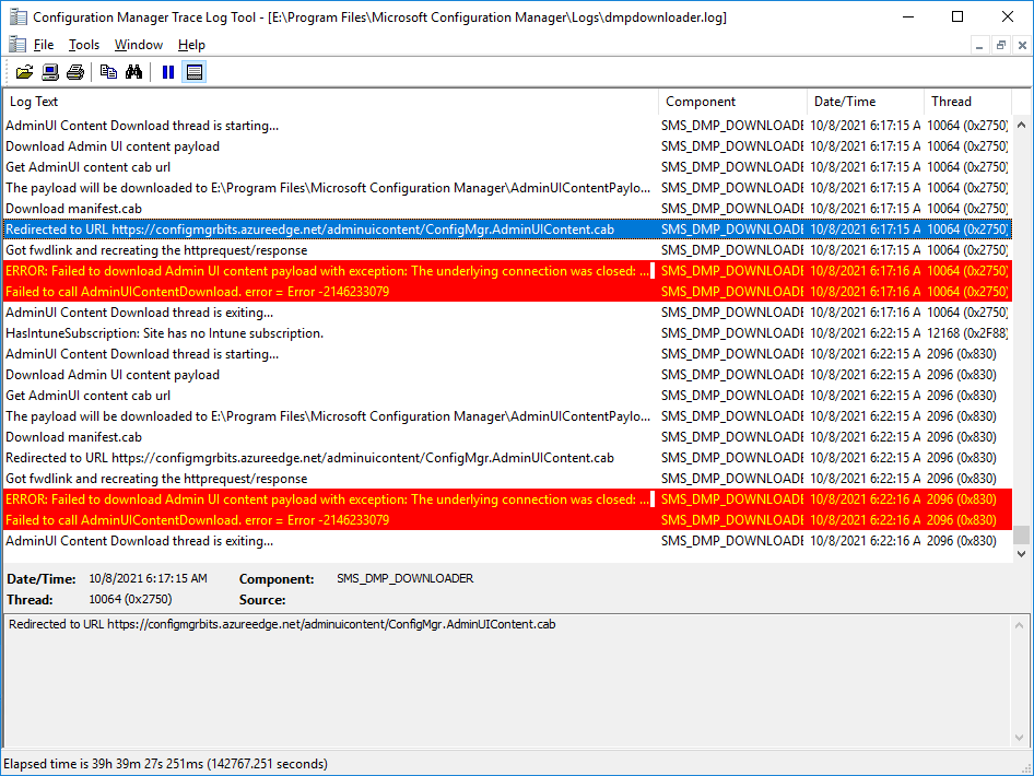 Configuration Manager 2107 - Failed to download - Microsoft Q&A