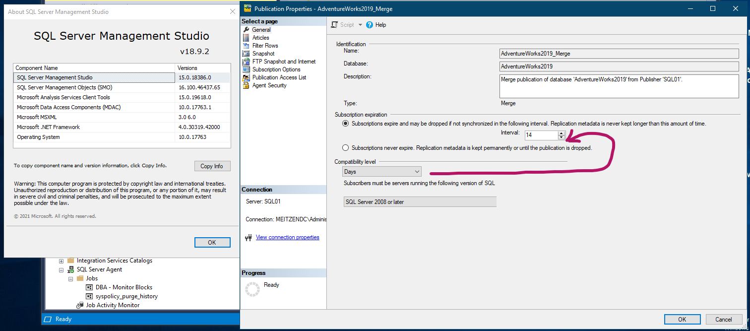 SSMS 18.9.2 Publication Properties / General page layout bug ...