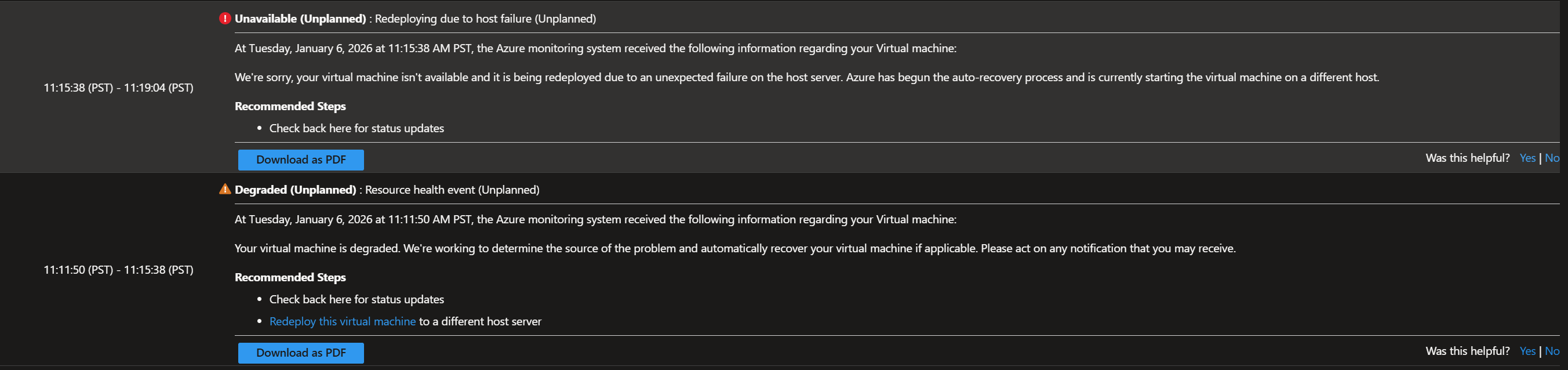 My virtual machine is degraded, it's causing unplanned restarts, how to ...