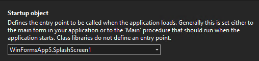 NO 'Splash Screen' option in APPLICATION FRAMEWORK