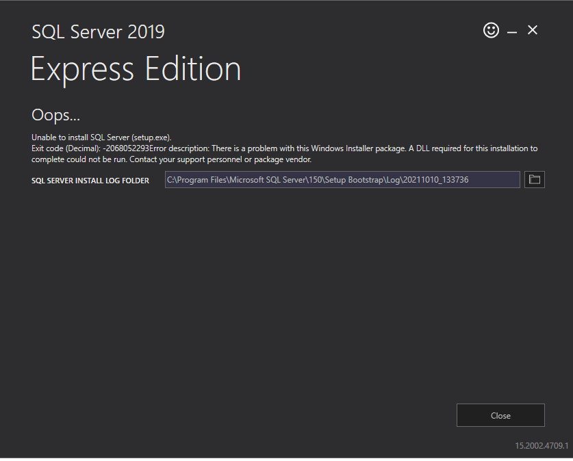 I am trying to install MS SQL Server and gettign the following error ...