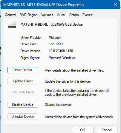 drivers for external dvd rom portable win 11 - Microsoft Q&A