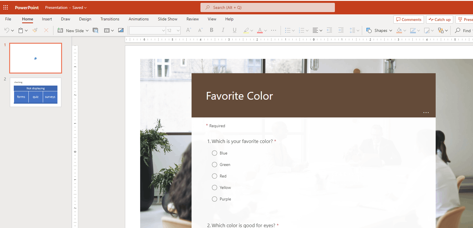 MS Forms/Quiz not loading in PowerPoint presentation from SharePoint ...
