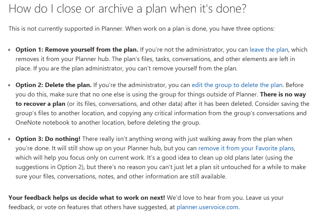 Freeze Plans in Planner - Microsoft Q&A
