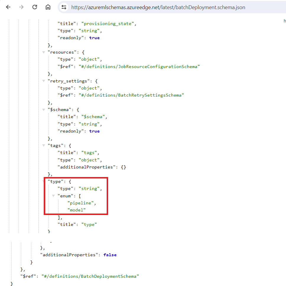 batch-deployment create error - incorrect schema type - Microsoft Q&A