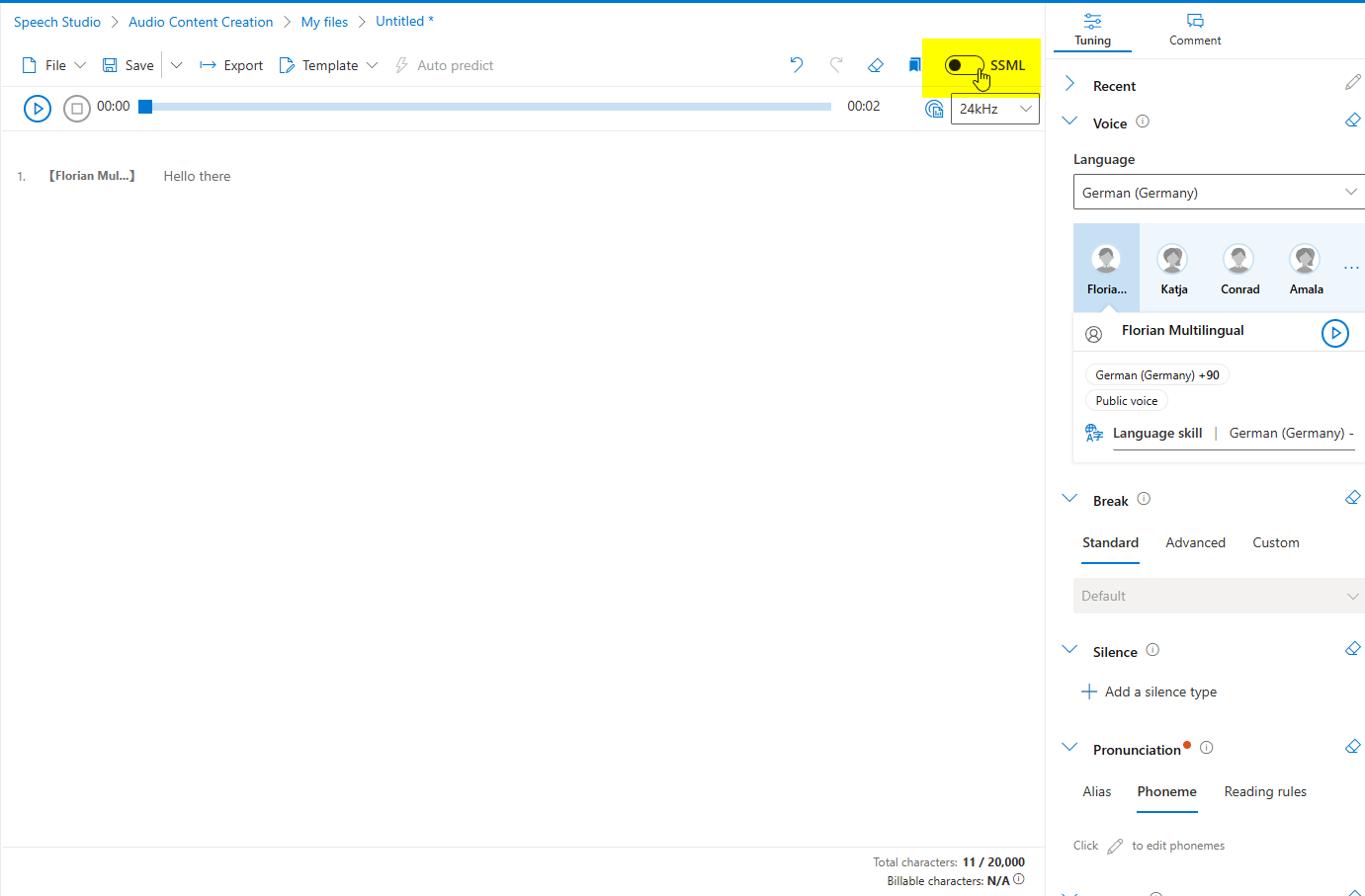 TTS: wrong syllable stressed, despite stress marker present - Microsoft Q&A
