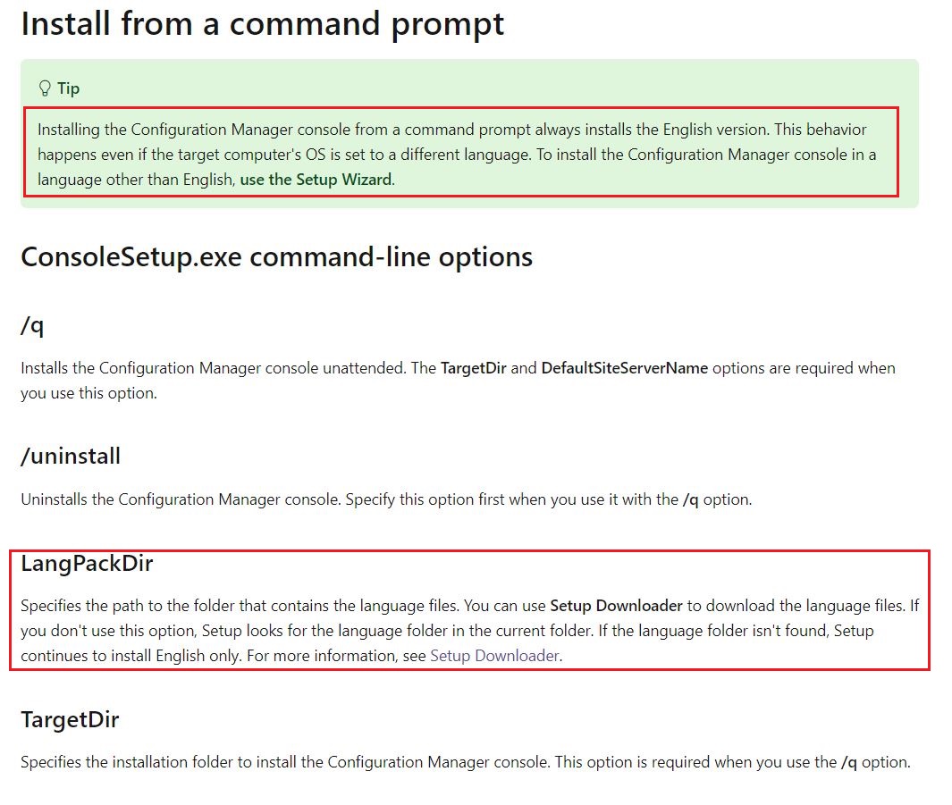 Deploy Configuration Manager Console In Non English Language Microsoft Qanda