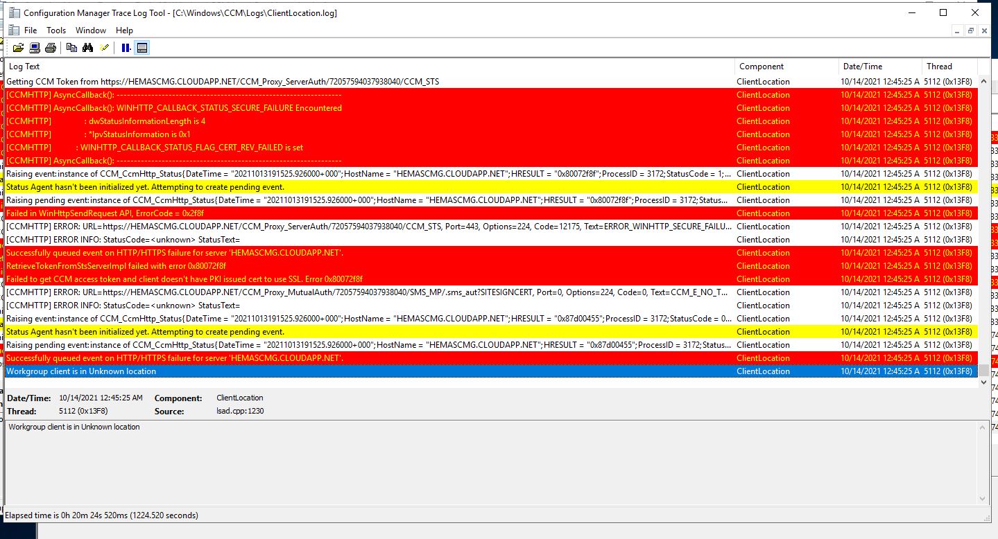 workgroup ccm client can't install from Bulk registration token from ...