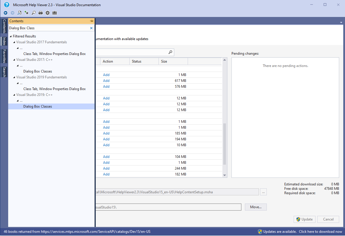 Use of Help Viewer in Visual Studio 2015 to select DialogBox ...