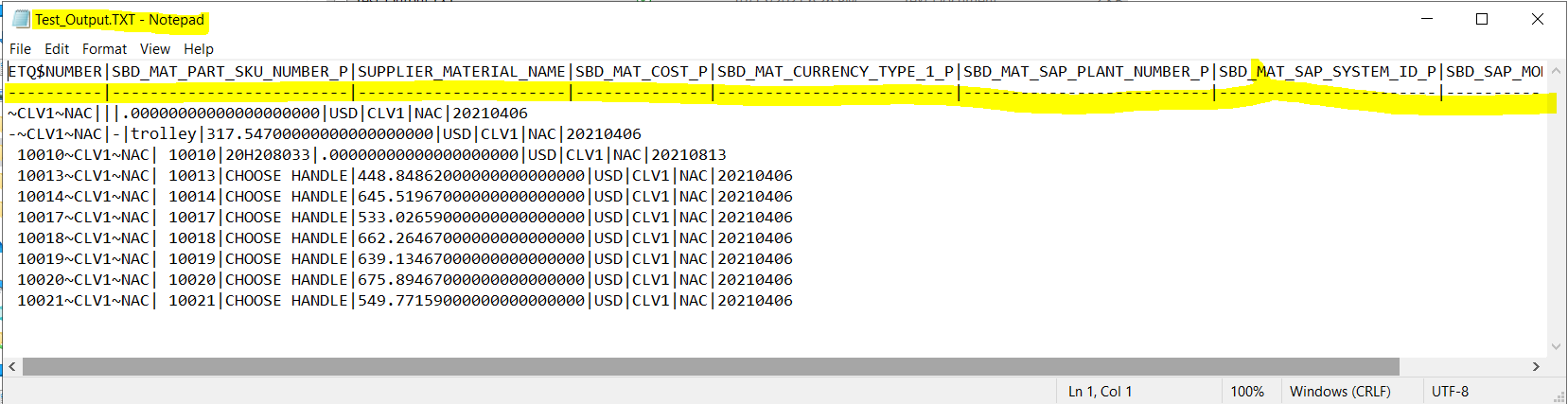 Converted Sql Output To Text File Need To Remove Extra Underline And 4601