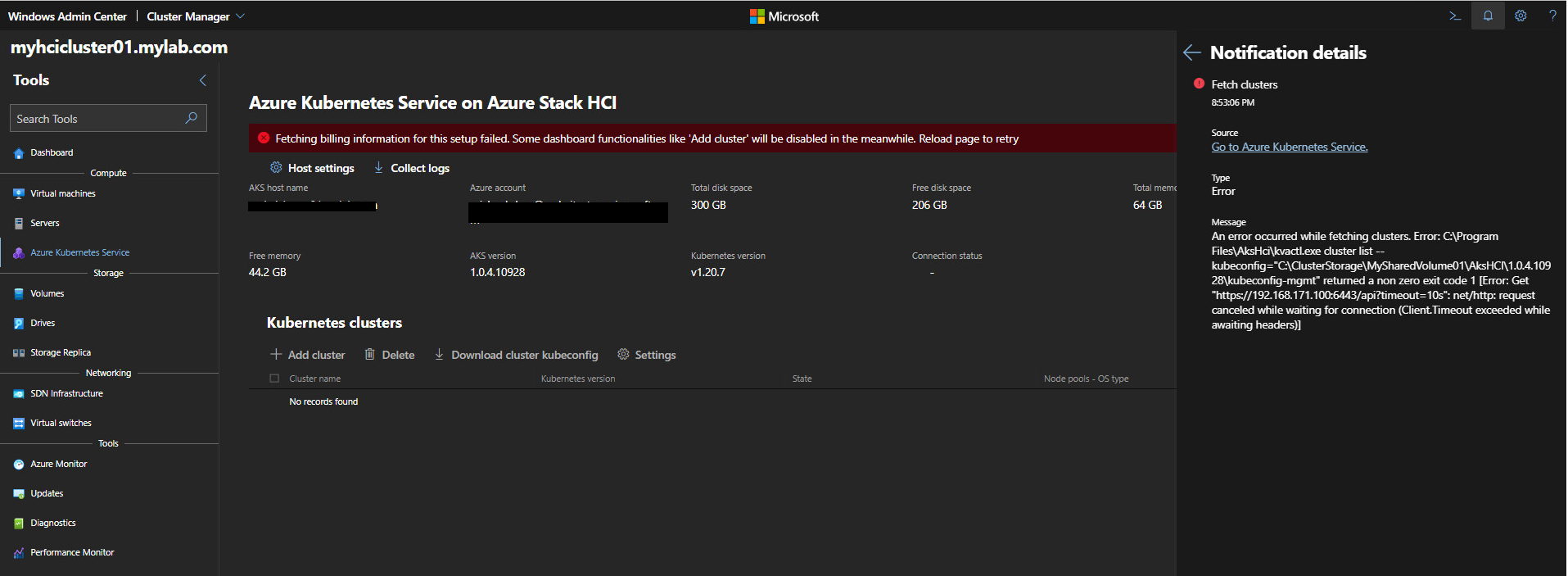Deploying Aks On Azure Stack Hci With Error Fethcing Billing Information For This Setup Failed