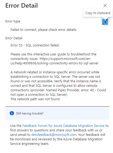Azure DMS source server connection issue - Microsoft Q&A