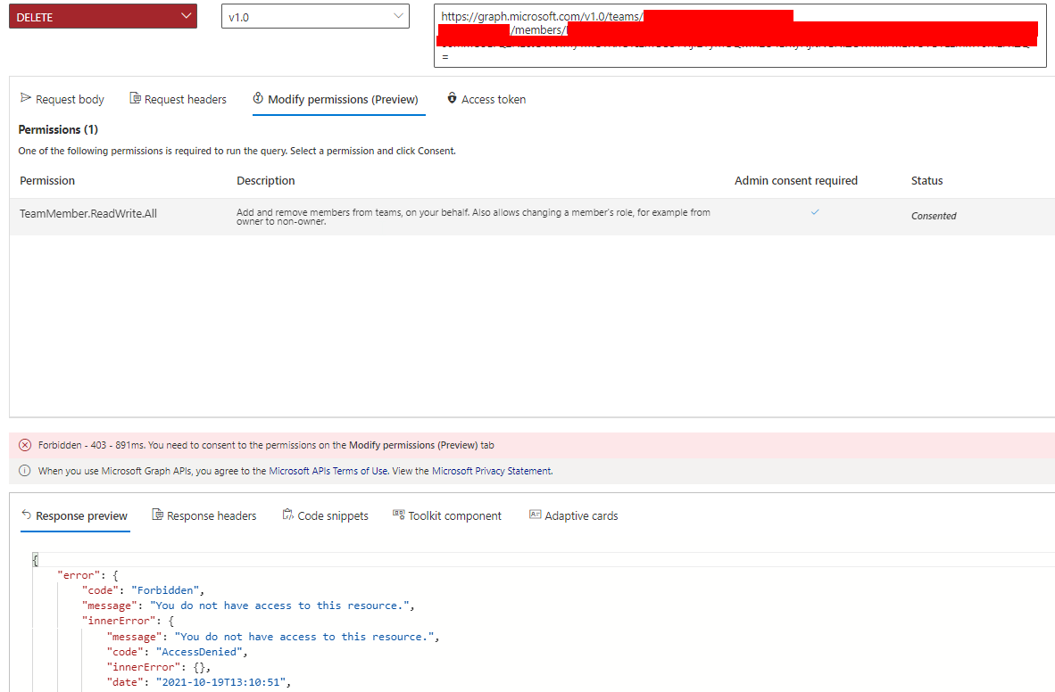 Access denied when deleting Teams member - Microsoft Q&A Access denied when deleting Teams member - Microsoft Q&A