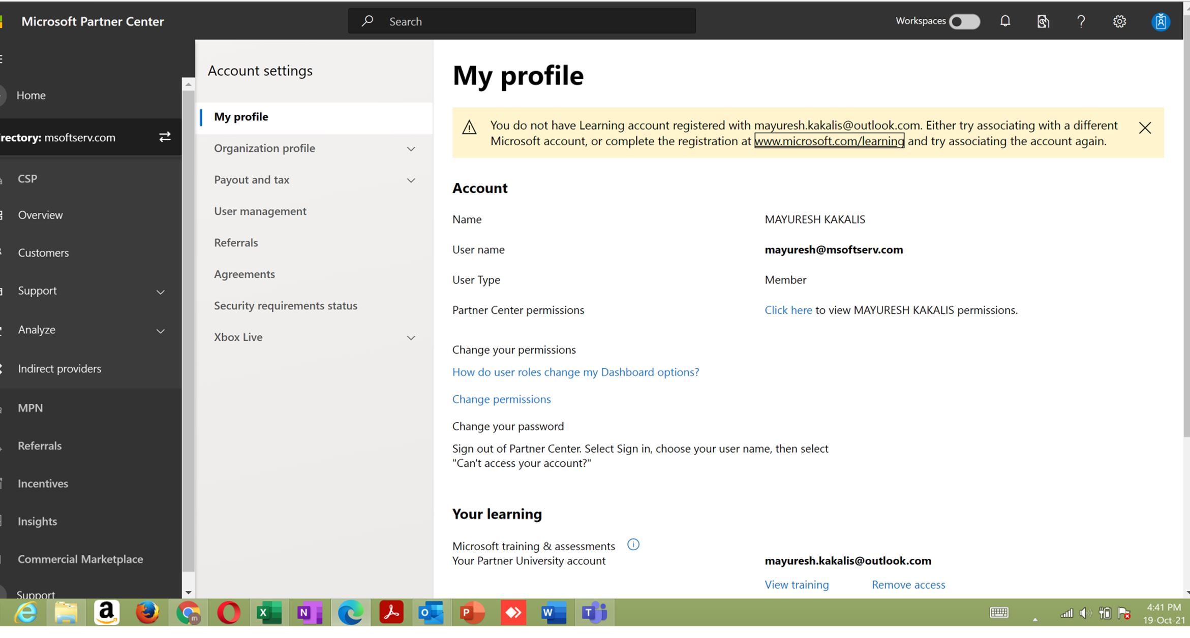 NOT ABLE TO ASSOCIATE MY LEARNING ACCOUNT WITH MY PARTNER NETWORK ...