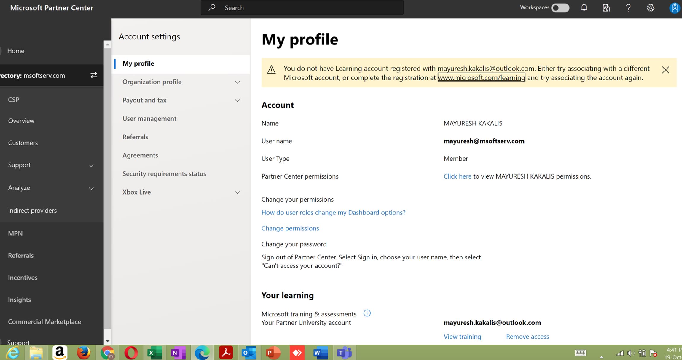NOT ABLE TO ASSOCIATE MY LEARNING ACCOUNT WITH MY PARTNER NETWORK ...