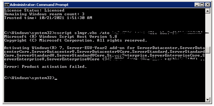 Windows Server 2008 ESU product installation failed - Microsoft Q&A
