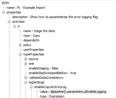 ADF Copy Data - parameterise Enable Logging - Microsoft Q&A