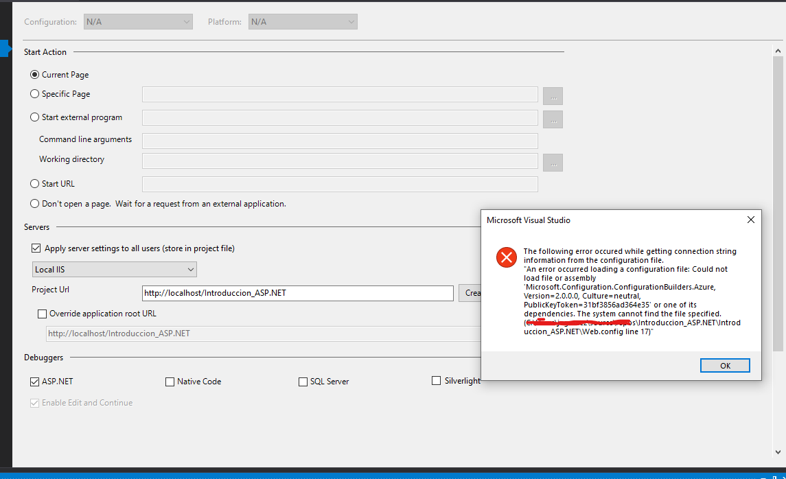 An Error Occurred Loading A Configuration File Could Not Load File Or