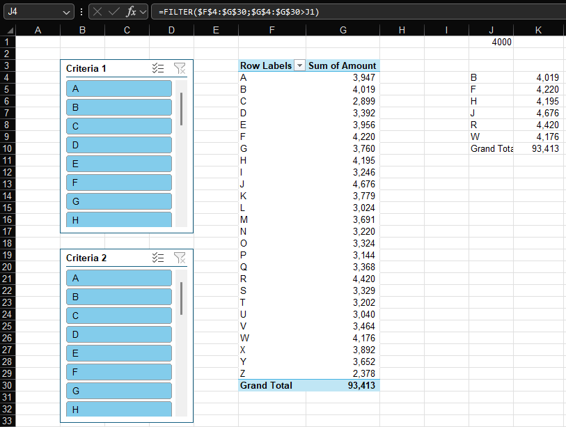 How to make slicers independent when using =FILTER function in the same ...