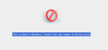 Print preview in SharePoint shows "This content is blocked. Contact the ...