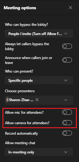 Teams meeting with registration - allow mic and video by default ...