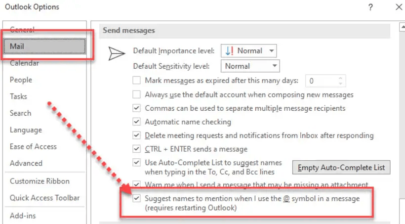 How to recover the @mention function in microsoft outlook - Microsoft Q&A