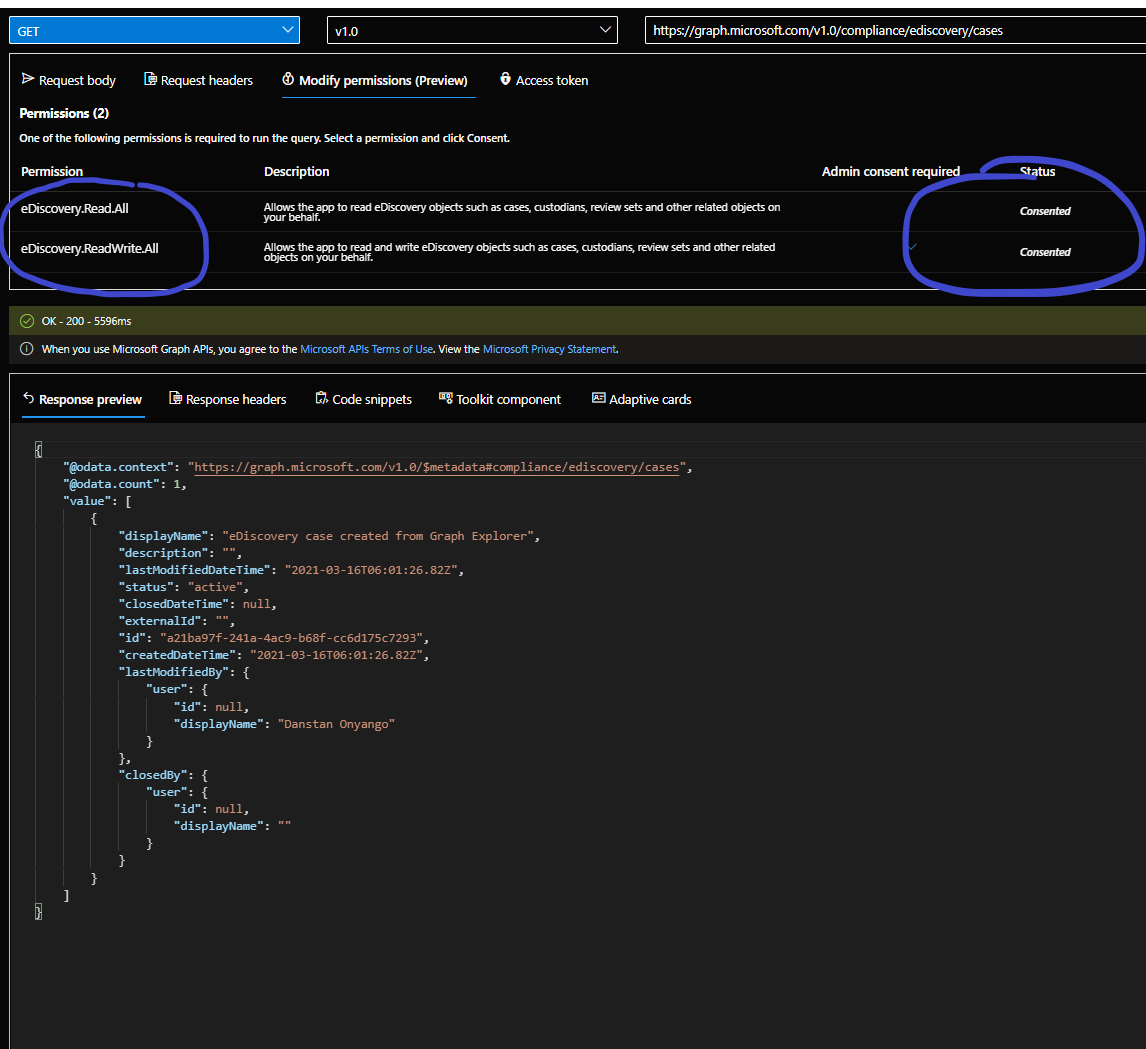 Graph Explore Saying Unauthorized 401 For Ediscovery Microsoft Qanda