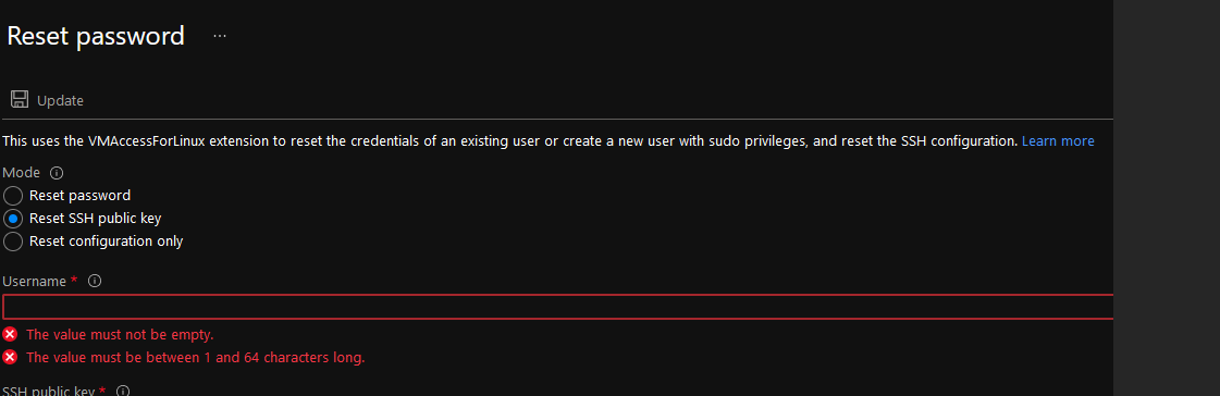 The impact in resetting Azure Linux VM Public Key ? - Microsoft Q&A