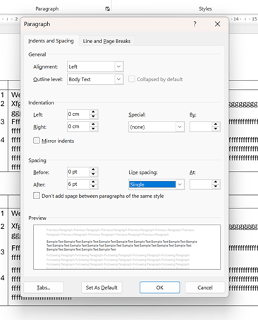 Issues with Spacing before and after para and line spacing settings in ...