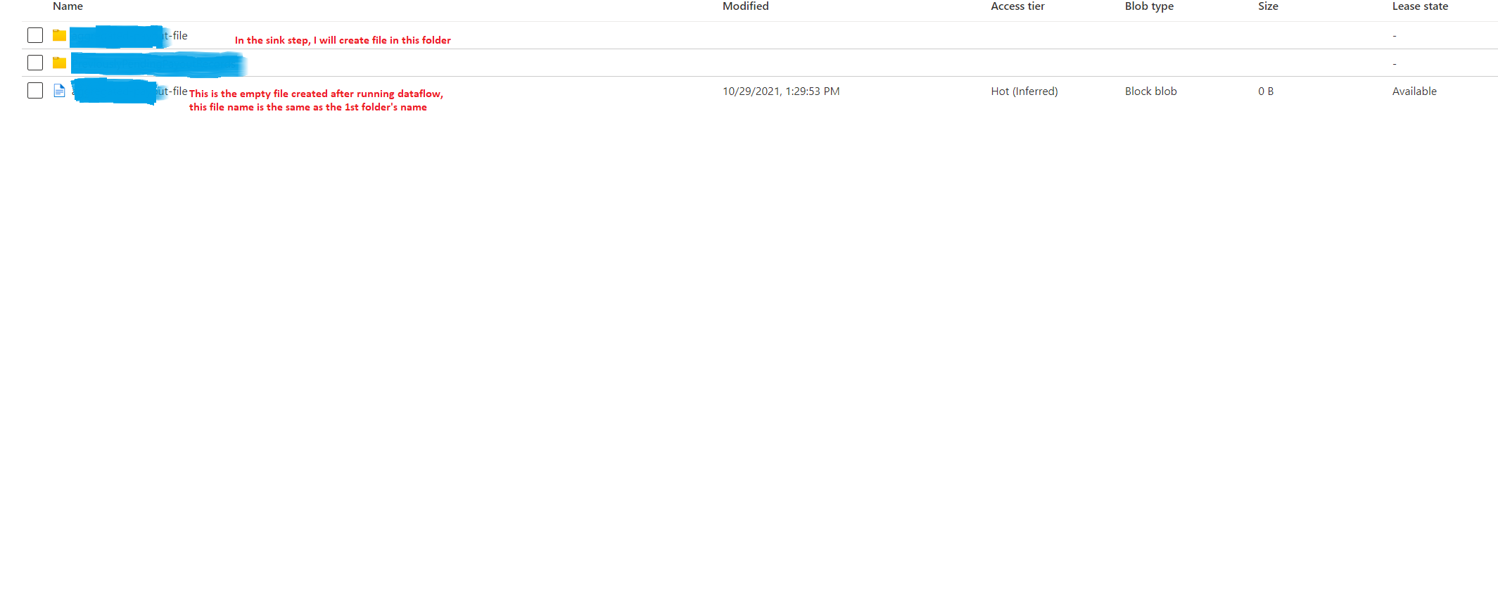 Data Flow Sink Step In Azure Data Factory Create Empty Blob Alongside The Folder Microsoft Qanda