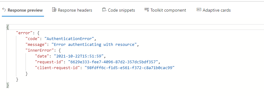 Receiving authentication error when trying to call calendar API via MS ...