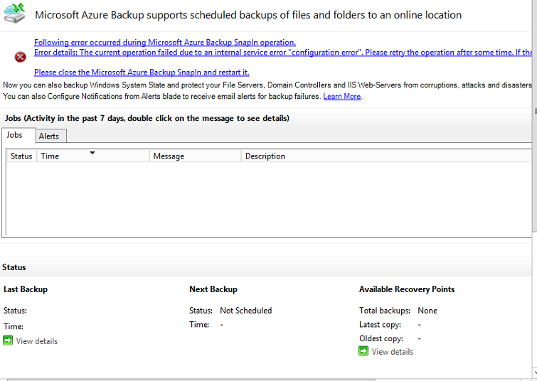 Azure Backup not starting - Microsoft Q&A