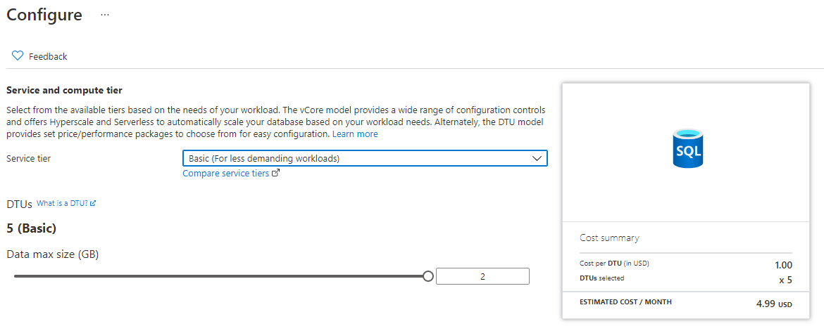Azure SQL showing cost in the Free learn exercises. Will I be charged ...