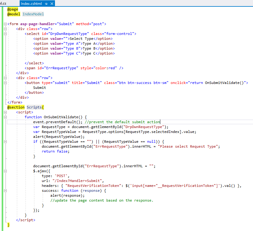 Calling Asp Page Handler Method From Javascript Microsoft Qanda 6897