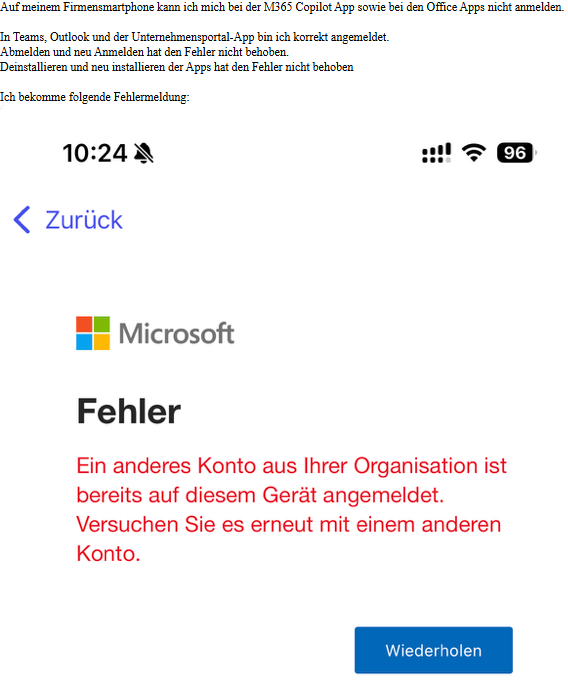 iOS device cannot activate Office Mobile apps or Copilot after ...