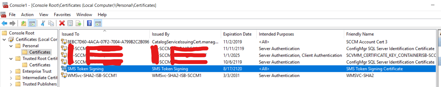 SCCM Self SInged Certificate in MMC Shows expire - Microsoft Q&A